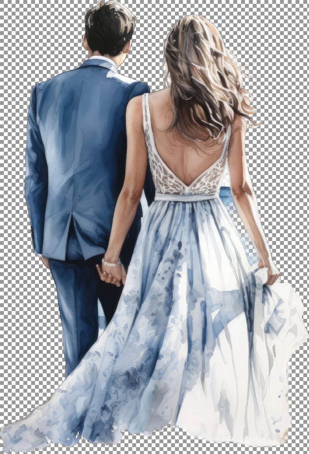 Blue Bride & Groom Clipart, Eternal Vows by the Ocean: Bride and Groom ...