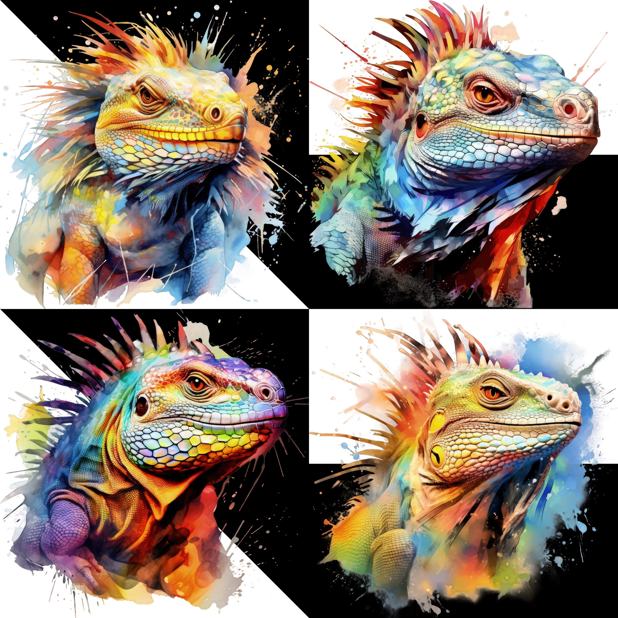 Iguana Lightning Clipart, Luminous Reptile Iguana Lightning Clipartstriking Decor,electric ...
