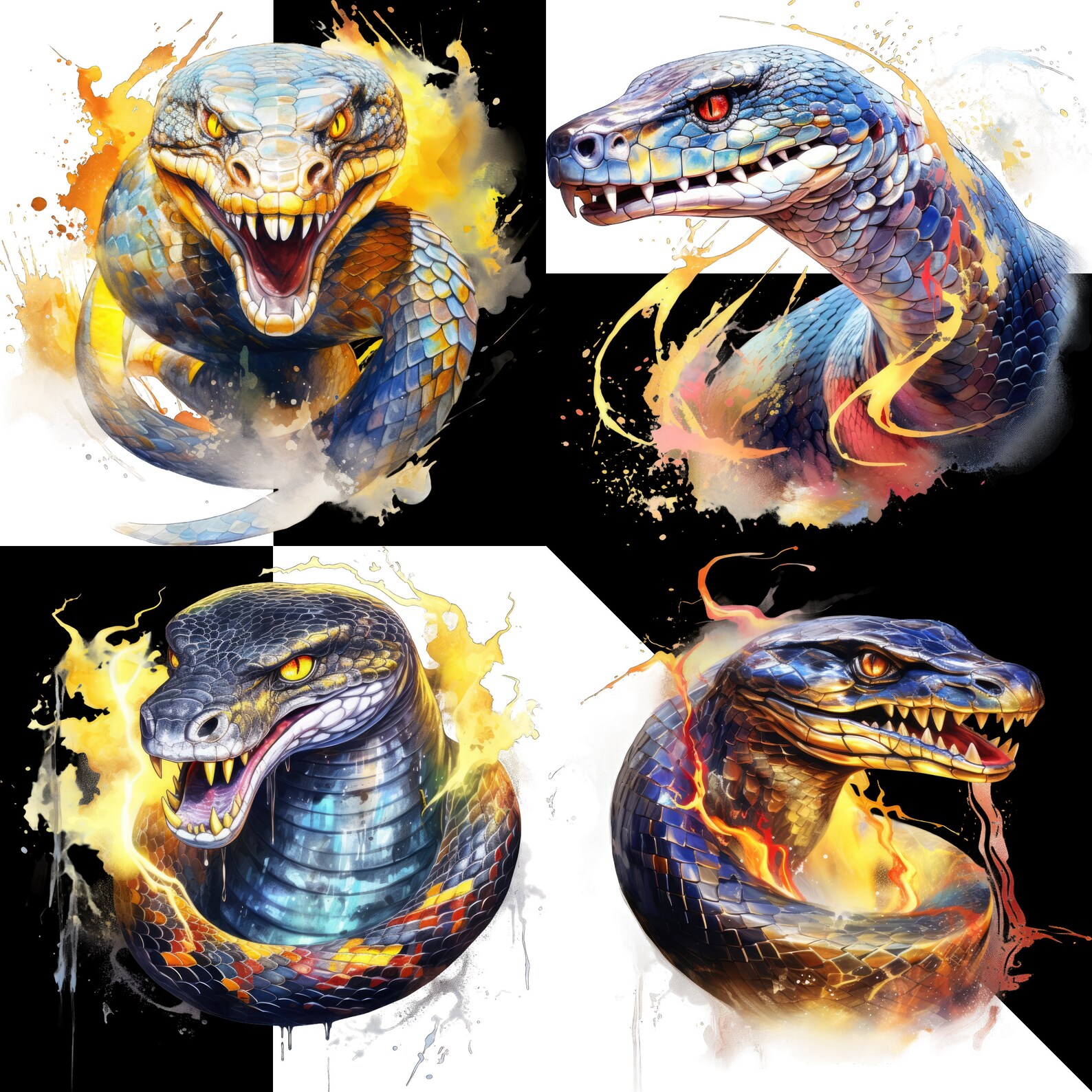 Anaconda Lightning Clipart, Anaconda in Lightning Storm, Jungle Reptile ...