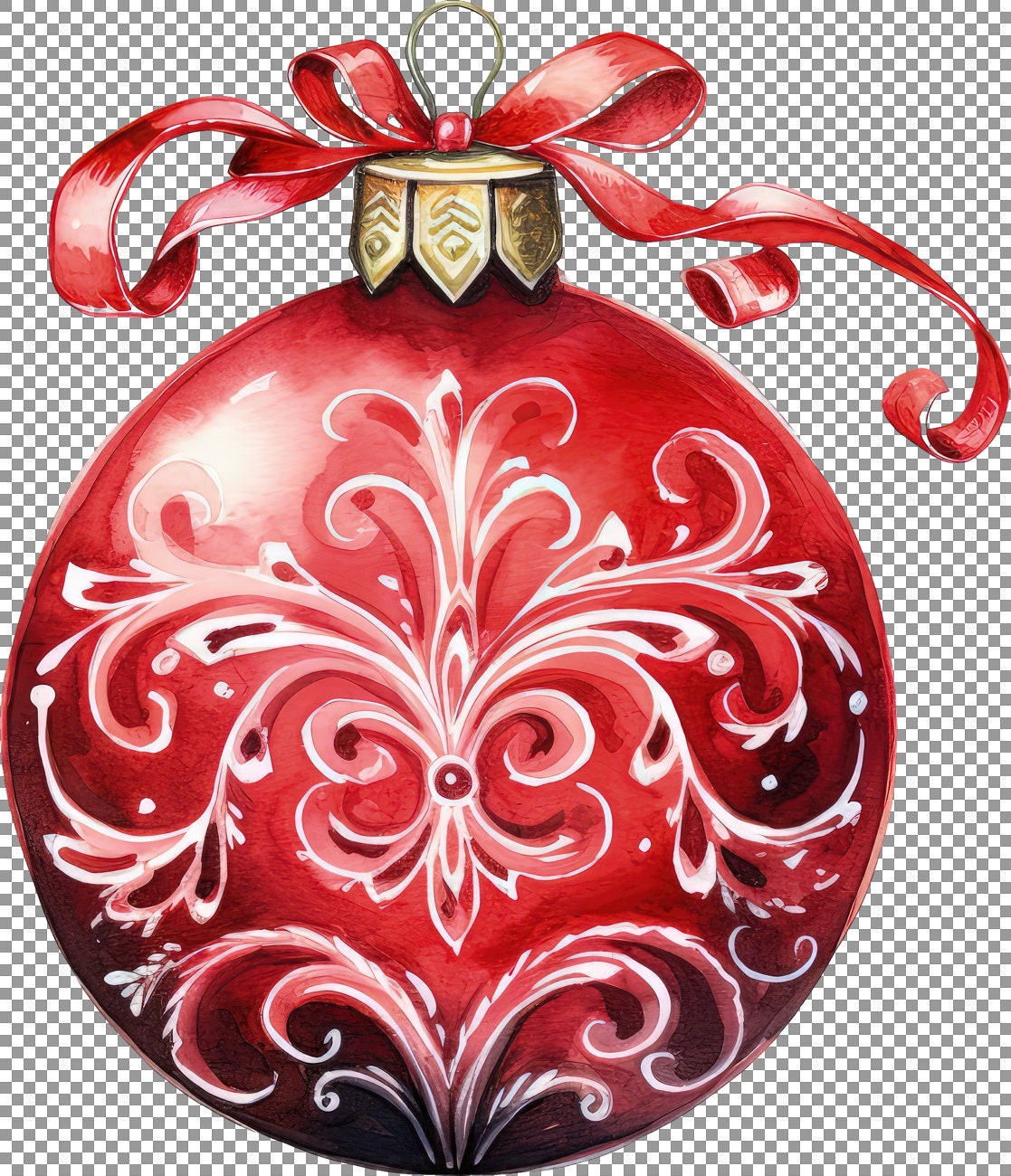 Red Christmas Ornament Watercolor Clipart Jpg Images Digital - Etsy Canada