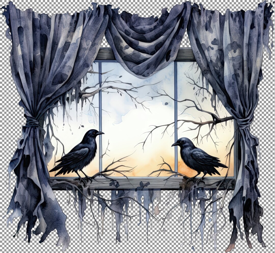 Halloween Window Clipart, Spooky Halloween Clipart Set, Window Decor ...