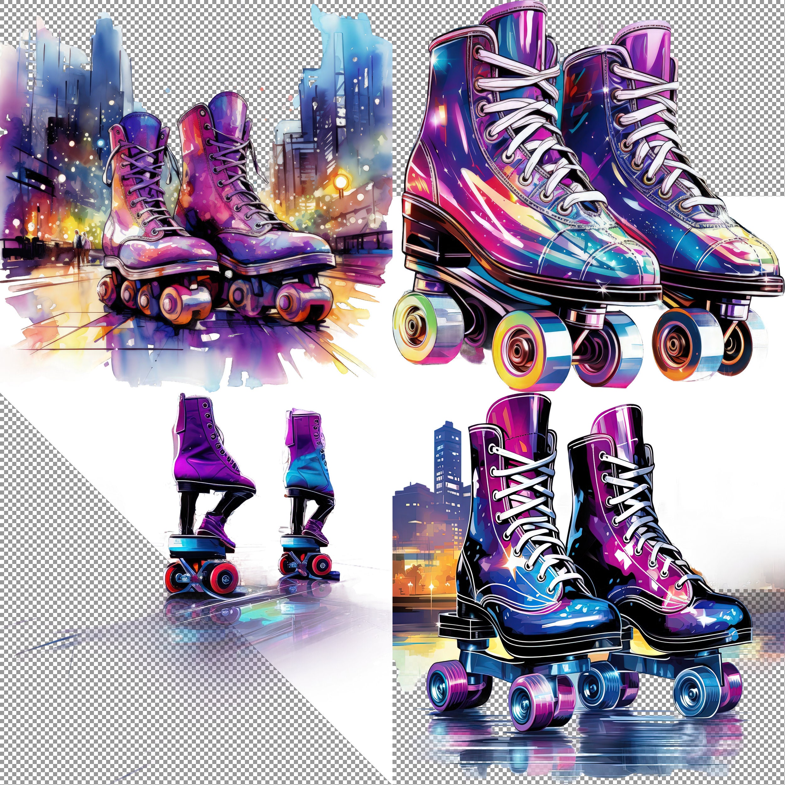 Roller Skating Rink Clipart,retro Roller Skates Clipart Set - Vintage ...