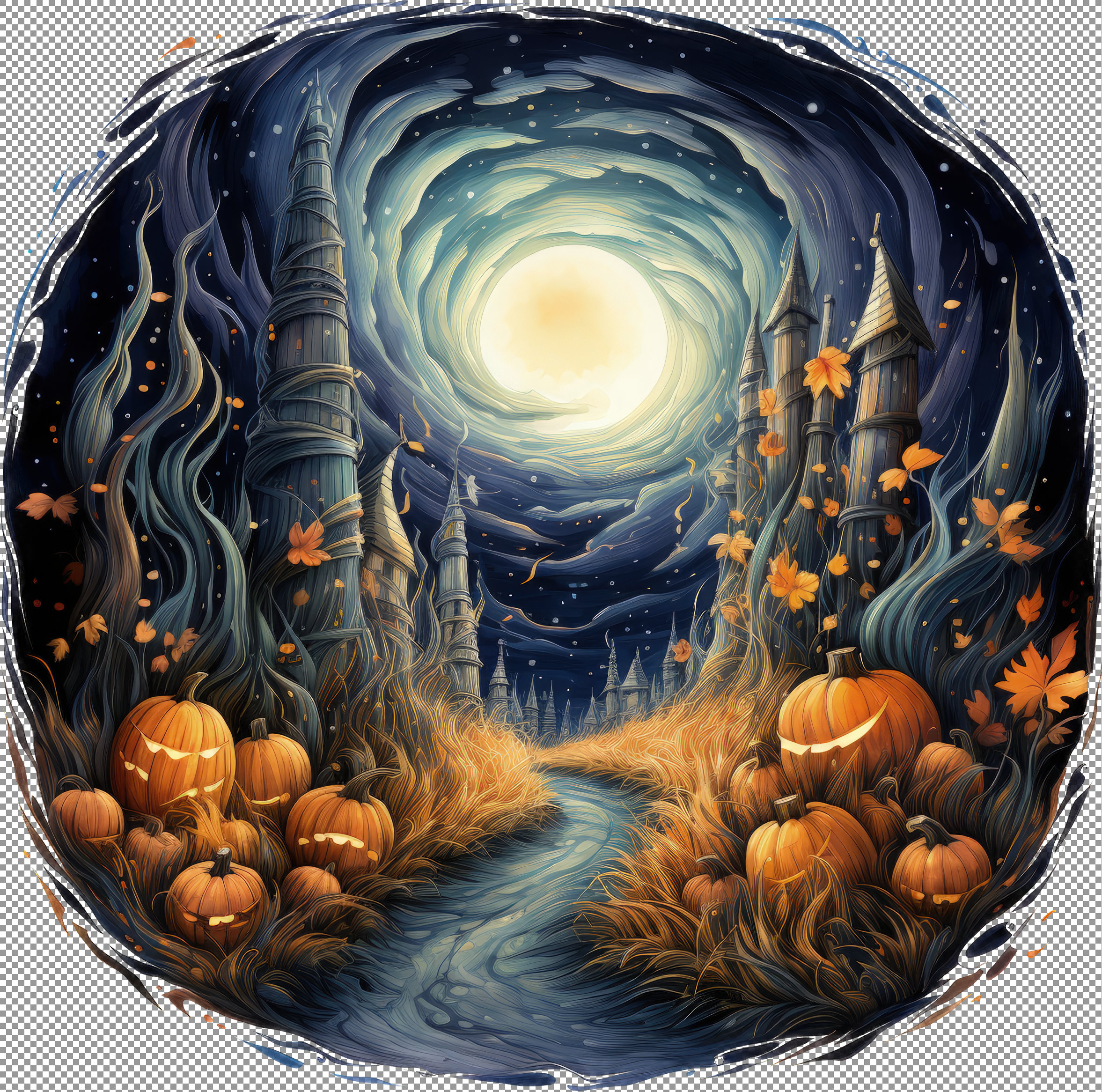 Corn Maze Halloween Clipart, Watercolor Creepy Crawly Pathway, Spooky ...