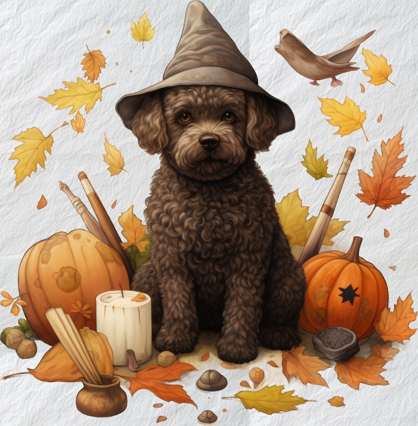 Spooky Lagotto Romagnolo Clipart, Halloween Dog Clip Art, Spooky ...