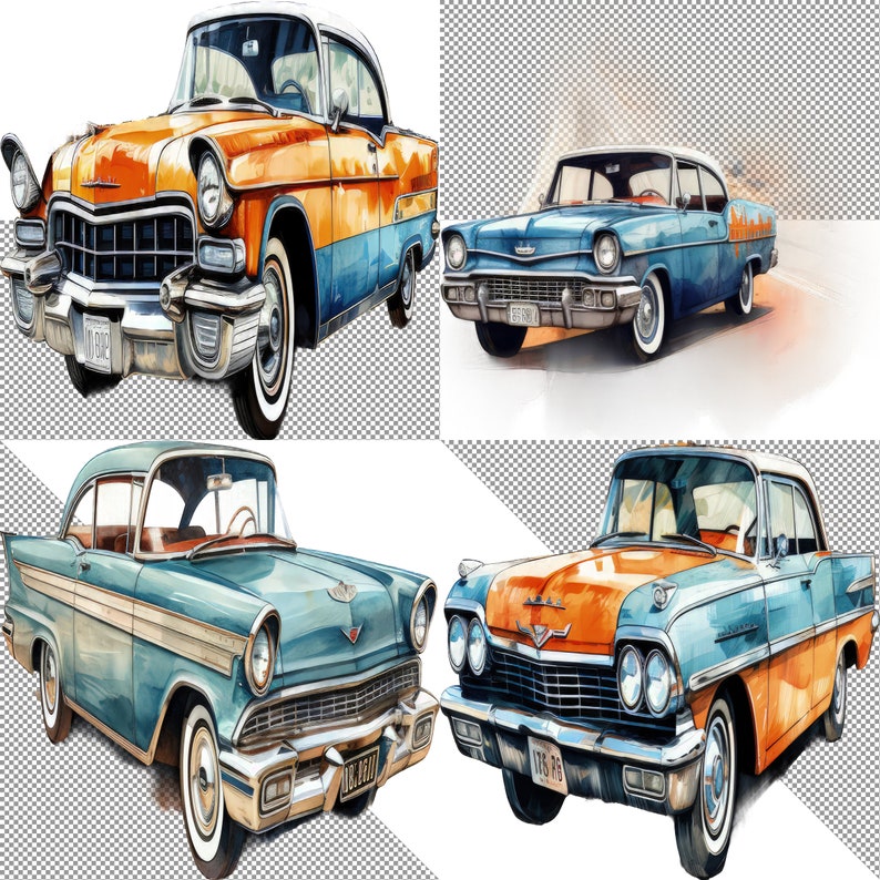 Route 66 Road Trip Clipart, Vintage Route 66 Car Clipart Collection ...