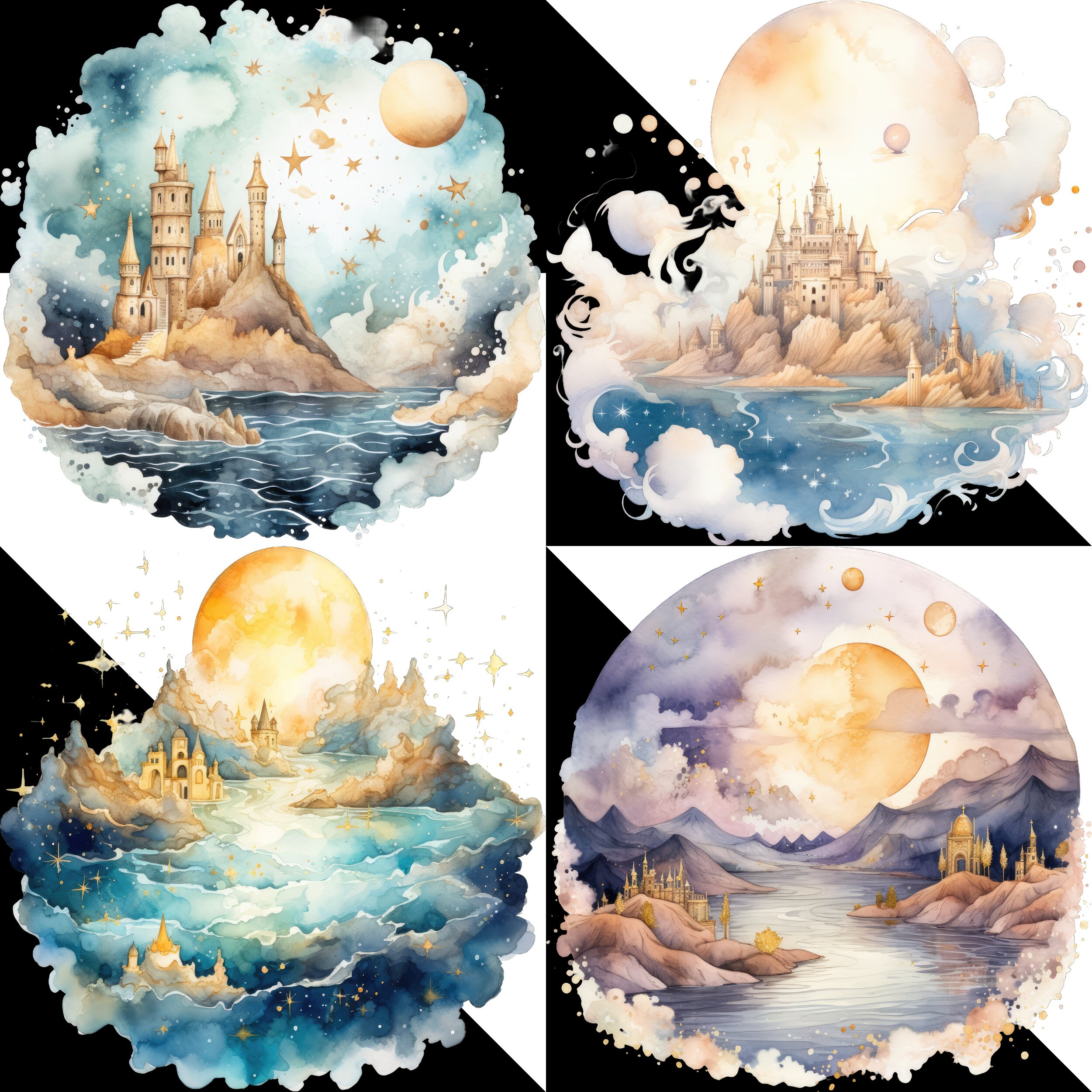 Dreamy Gold Archipelagos, Gold Archipelago Dreams, Nautical Wall Decor ...