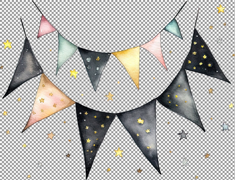 Baby Birthday Bunting Clipart, Pastel Watercolor Clipart, Watercolor ...