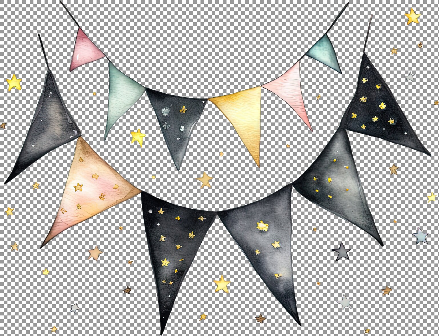 Baby Birthday Bunting Clipart, Pastel Watercolor Clipart, Watercolor ...