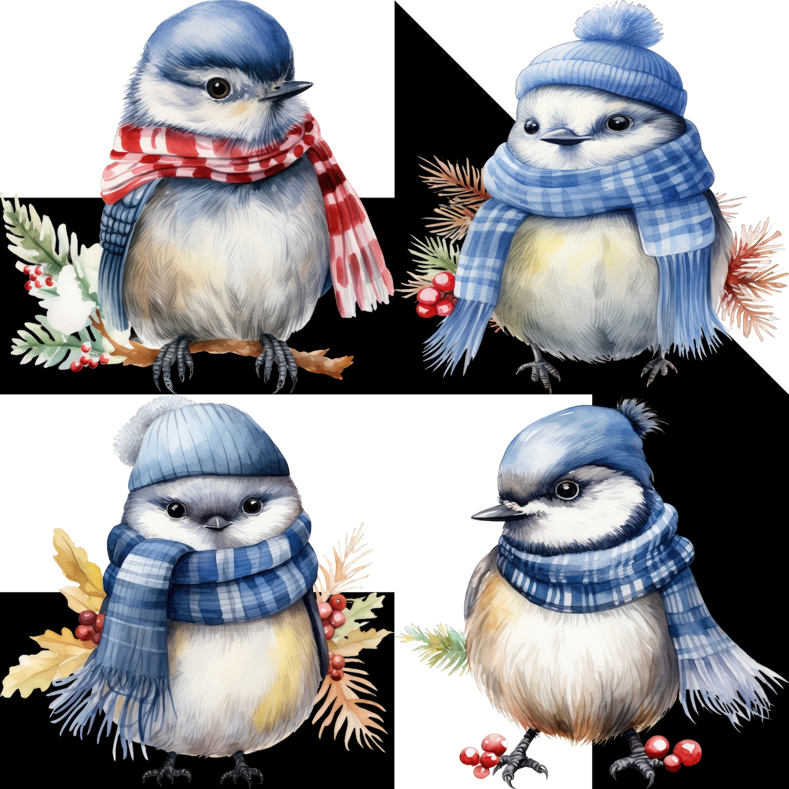 Christmas Winter Clothes Gray Bluetit PNG Clipart, Christmas Blue ...