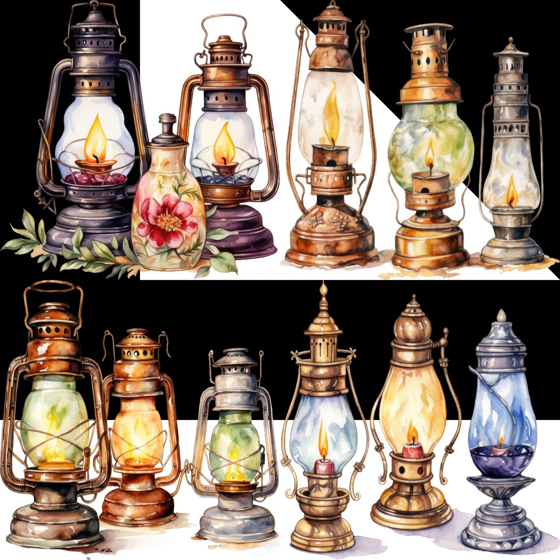 Vantage Oil Lamps Watercolor PNG Clipart, Classic Oil Lamp PNG Clipart ...