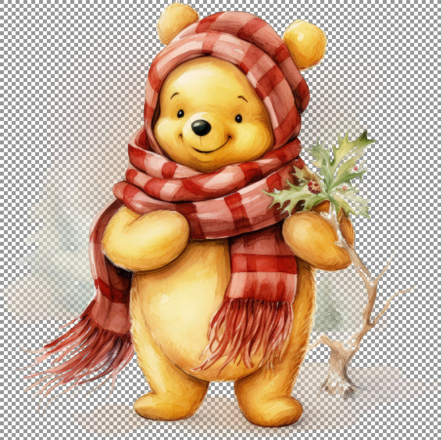 Winnie the Pooh Clipart, Winter Cap and Scarf ,christmas Gifts ...