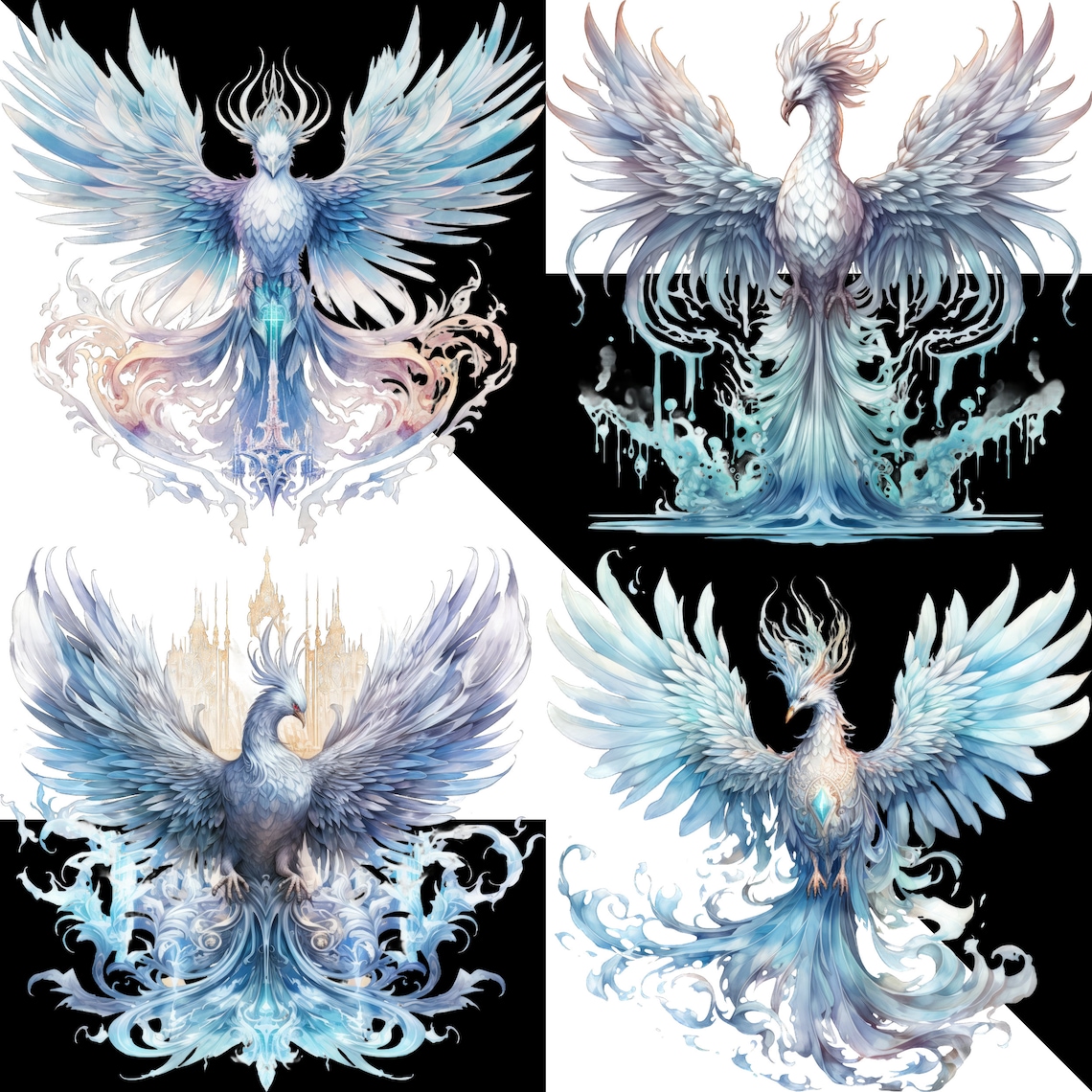 Ice Phoenix Art, Mystical Ice Phoenix Canvas Art,frozen Phoenix ...