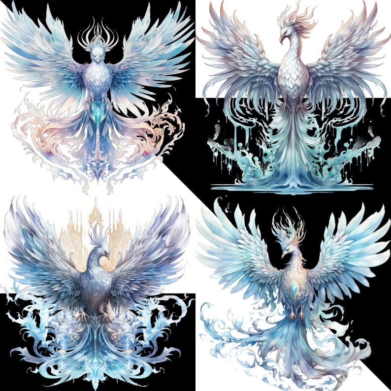 Ice Phoenix Art, Mystical Ice Phoenix Canvas Art,frozen Phoenix ...