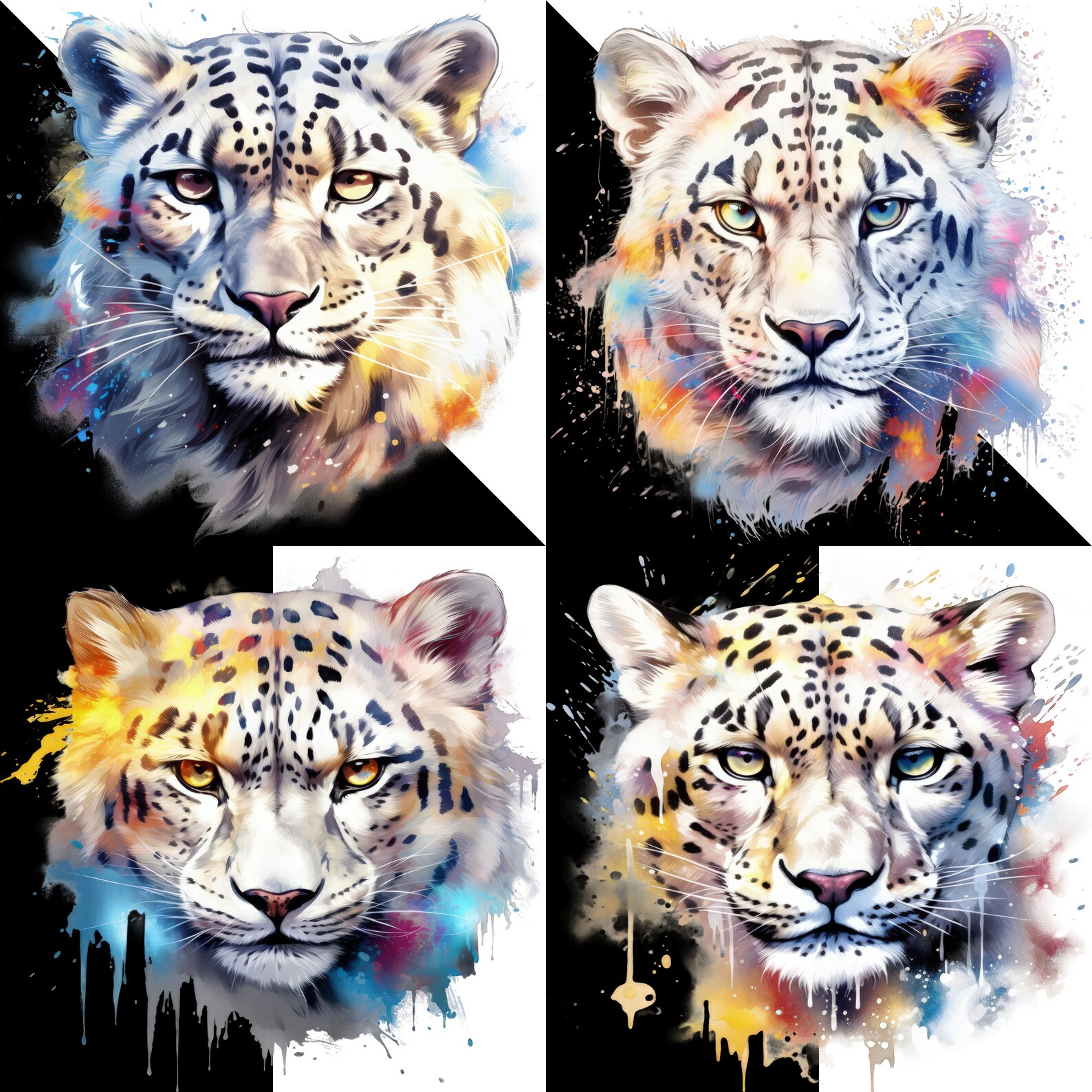 Snow Leopard's Silent Strike,leopard Illustration,snow Leopard ...