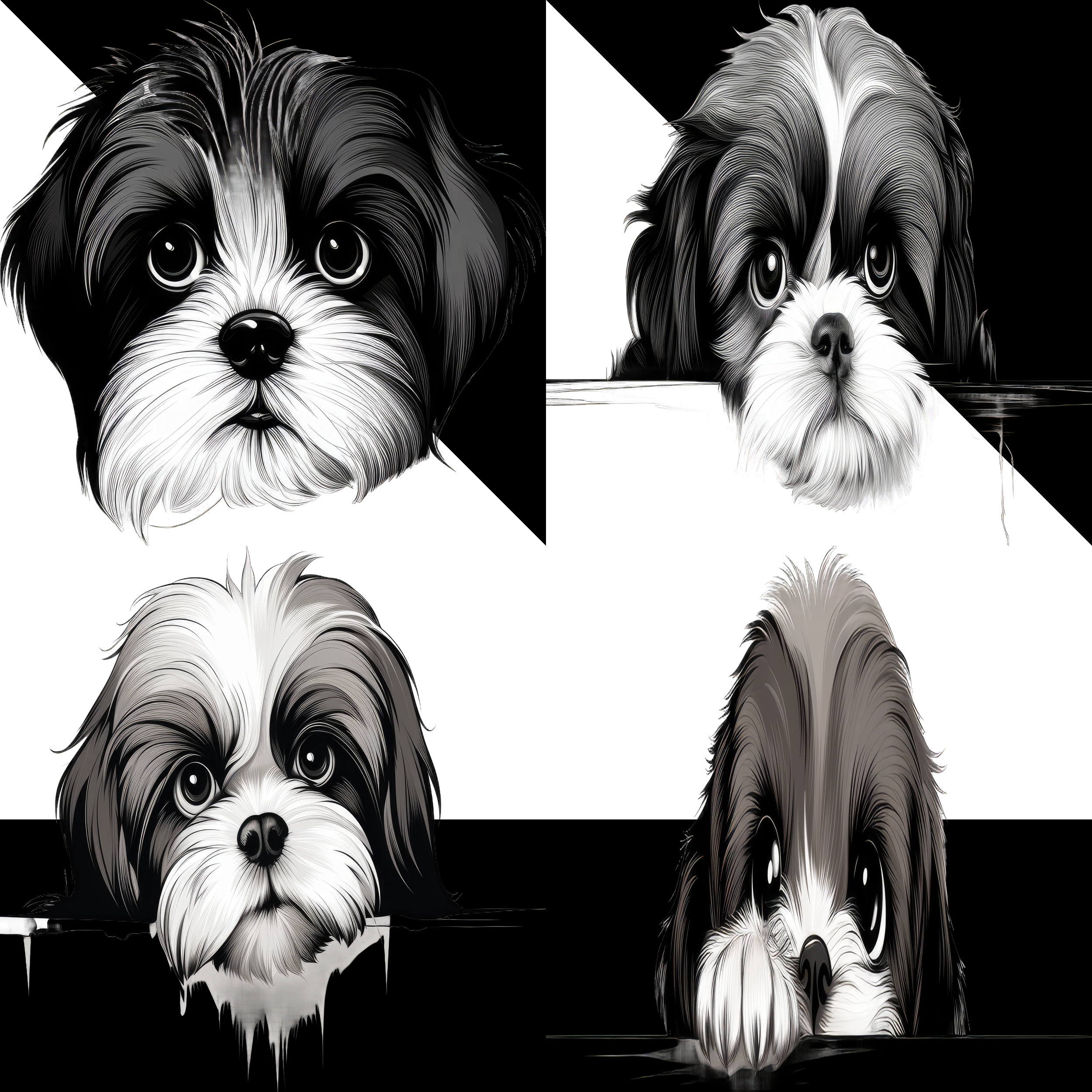 PEEKING Shih Tzu Vector: Black Lines, Logo,dog Design Logo, PEEKING ...