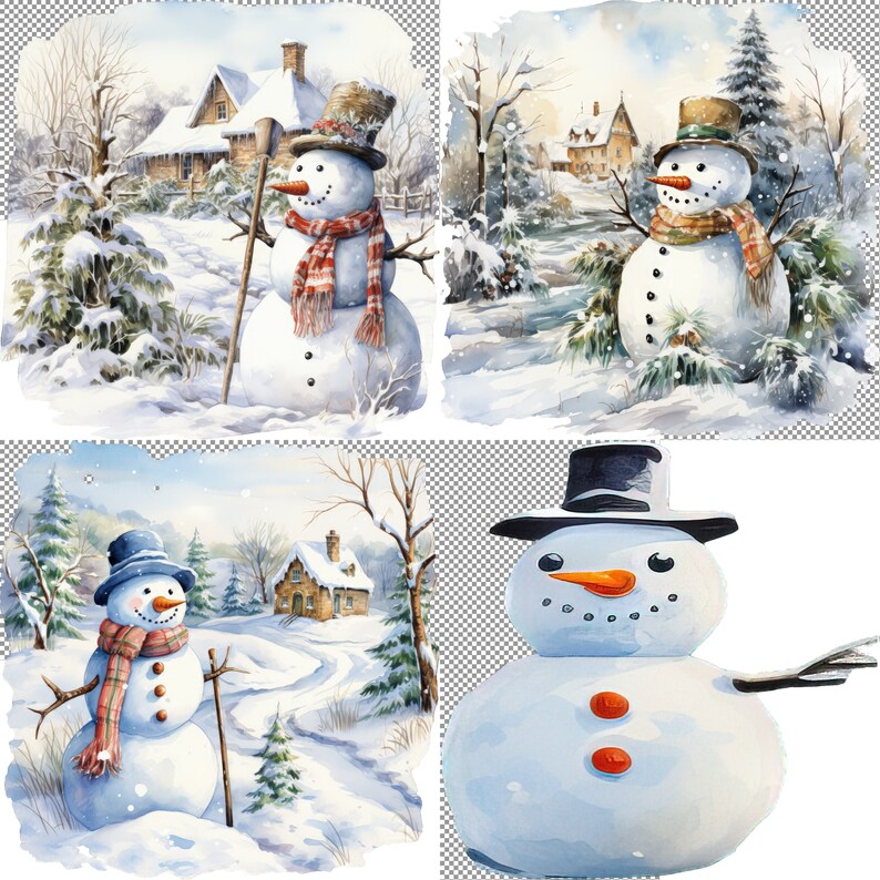 Snowman's Meadow Home Clipart, Frosty Snowman Meadow Clip Art,cozy ...