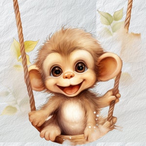 Joyful Monkey Hammock Art Print, Custom Monkey Hammock Painting, Hand ...