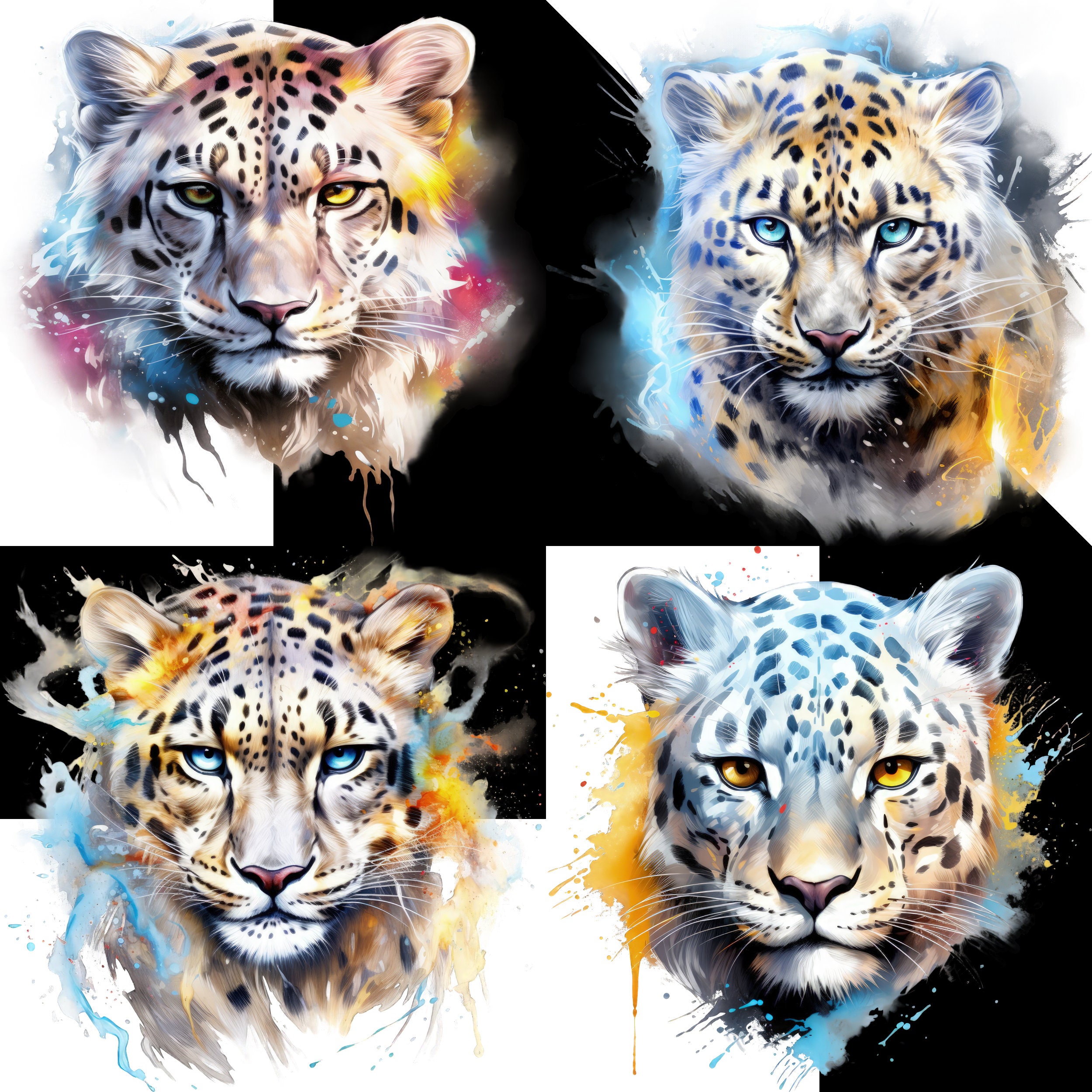 Snow Leopard's Silent Strike,leopard Illustration,snow Leopard ...