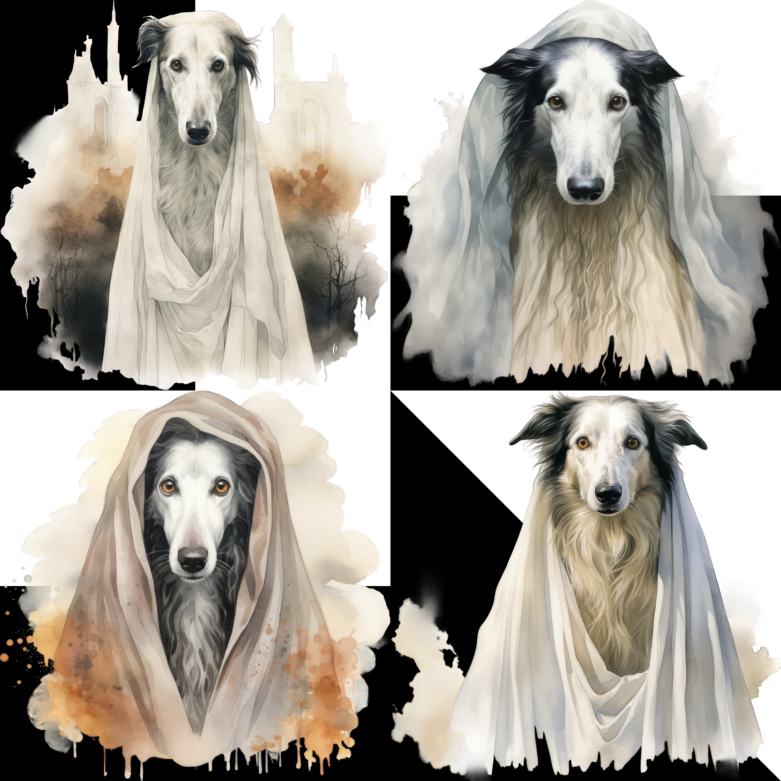 Spooky Borzoi Halloween PNG, Ghost Dog Halloween,eerie Borzoi Halloween PNG Clipart ,creepy Dog ...