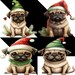 Festive Pug Elf Ears Clipart, Christmas Dog, Festive Pet Art, Pug ...