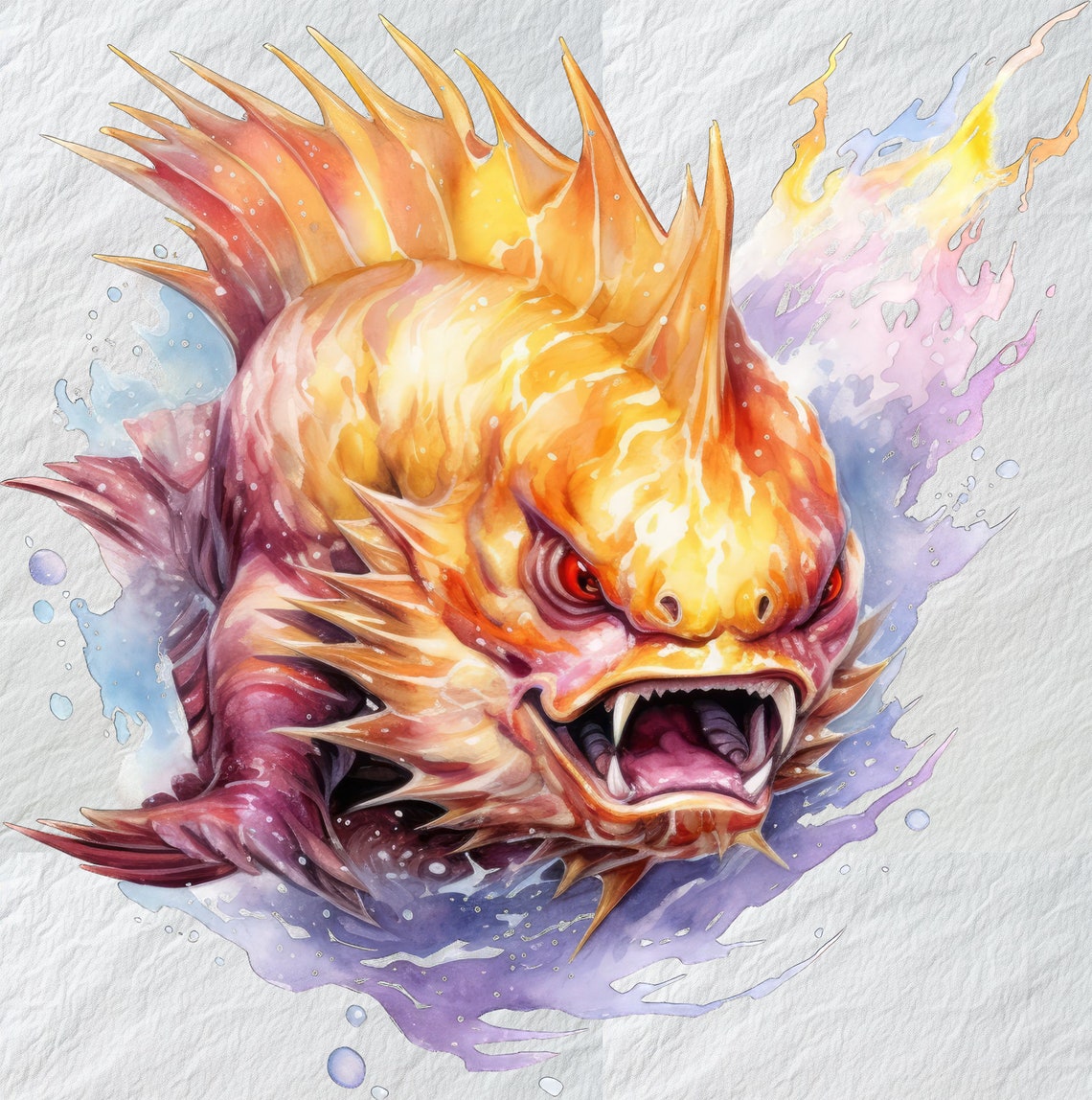 Anglerfish Lightning Clipart Luminous Anglerfish Wonders: - Etsy