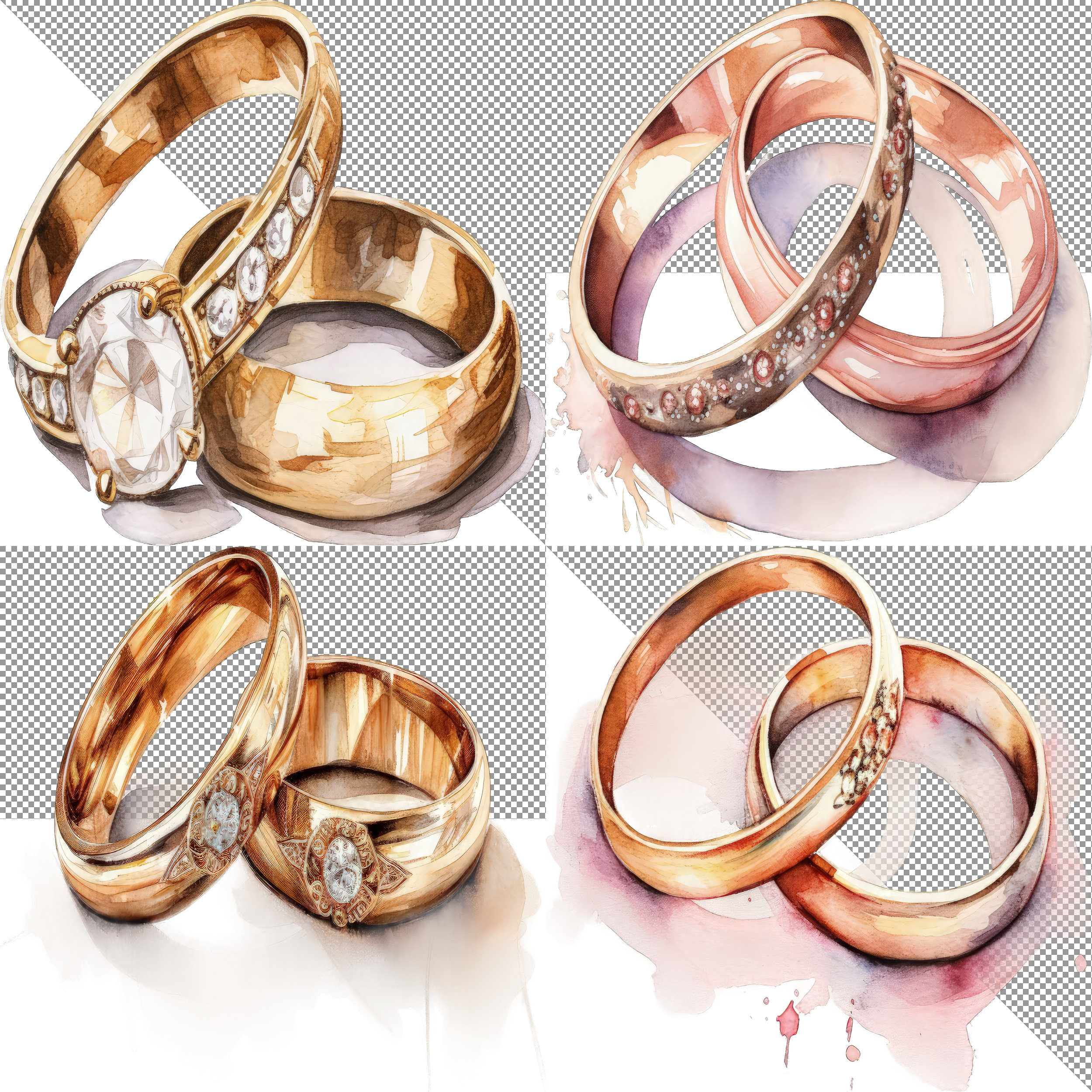 Exchange of Rings Ceremony Watercolor Clipart, Designs for Tote Bag ...