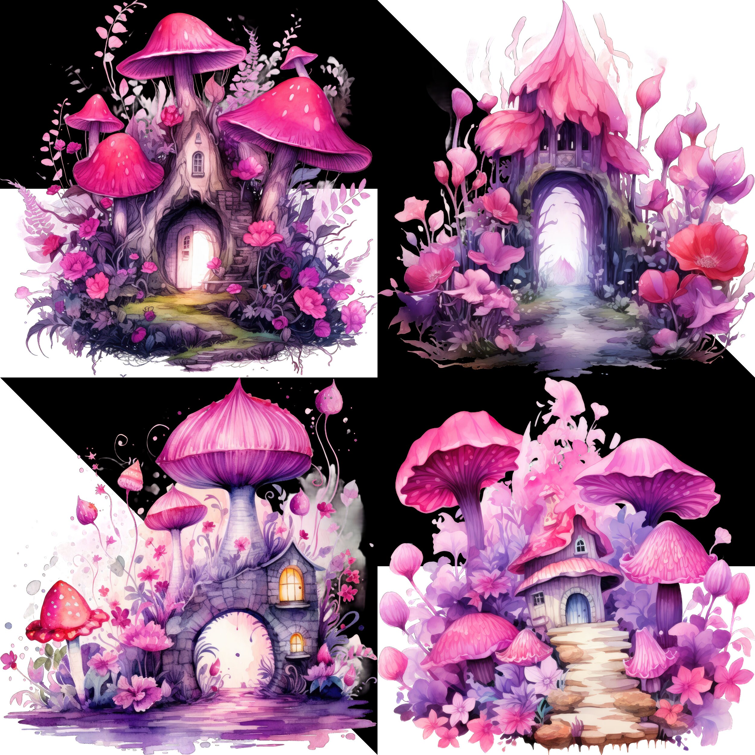 Pixie Hideout Clipart, Enchanted Pixie Hideout, Secret Fairy Dwelling ...