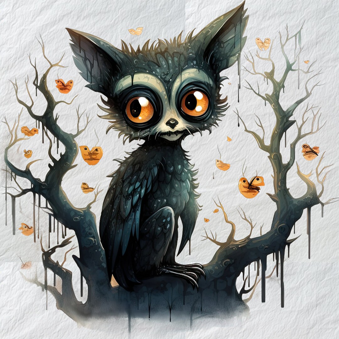 Halloween Spooky Lemur With Glowing Eyes Clipart,spooky Clipart for ...