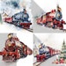 Vintage Christmas Train Watercolor Background, Art for Above Tv, Art ...
