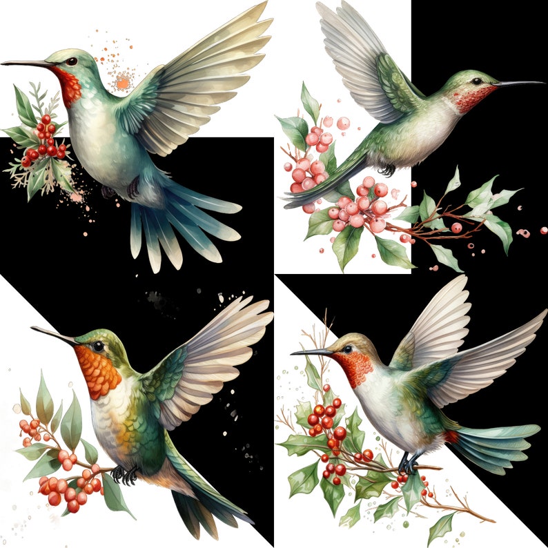 Christmas Heartwarming Hummingbird PNG Clipart,elegant Christmas ...