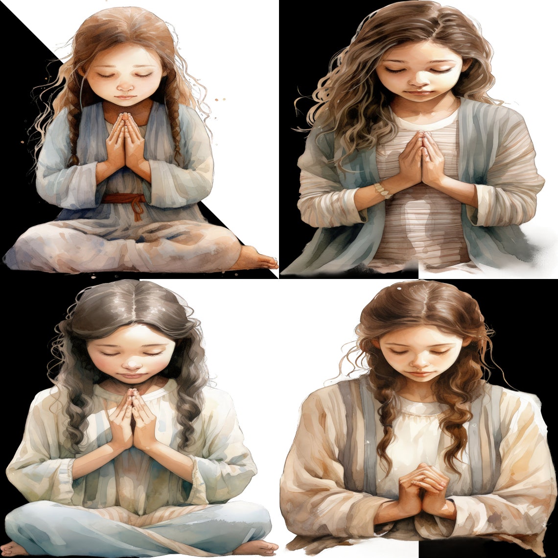 Spiritual Girl Clipart, Bohemian Woman Clip Art, Spiritual Girl ...