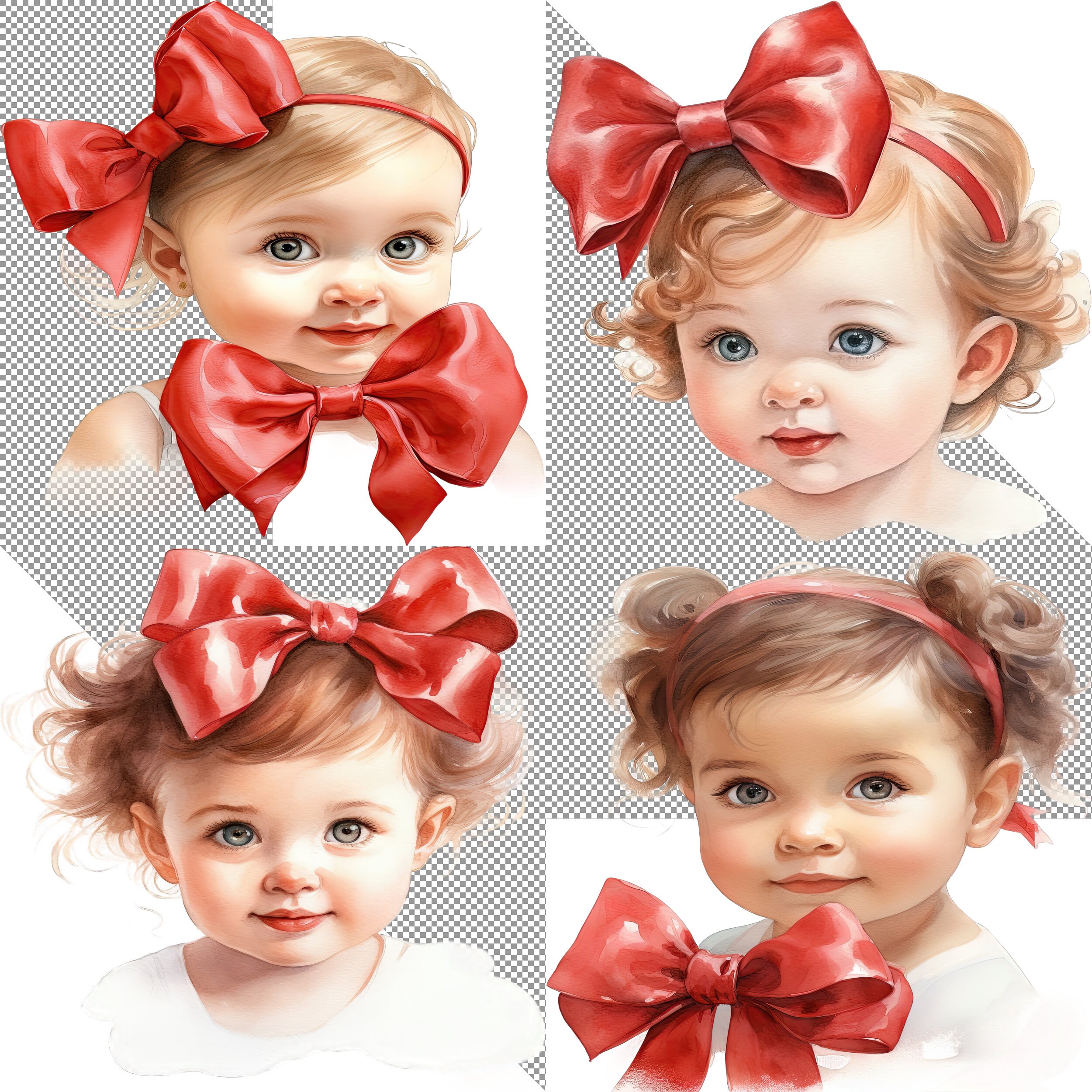 Red Baby Ribbon Clipart, Pastel Watercolor Red Baby Ribbon, Wall Art ...