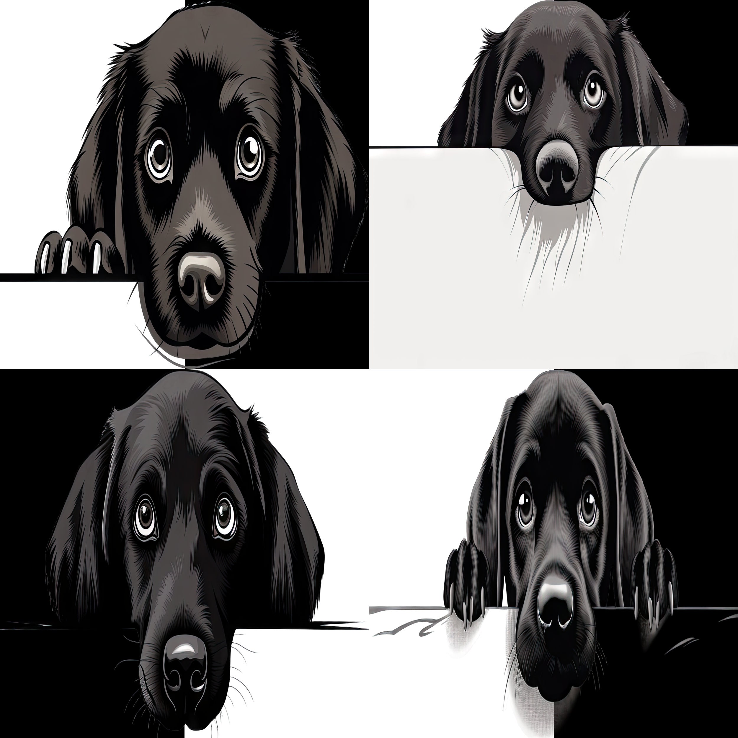 PEEKING Labrador Retriever Vector Black Lines PNG - Etsy