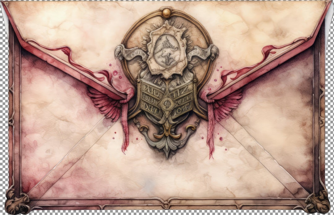 European Medieval Style Envelope Watercolor Clipart, Designs for Cups ...