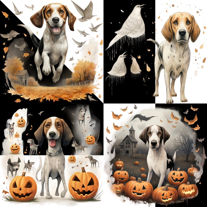 Spooky American Foxhound Halloween PNG, Creepy American Foxhound ...