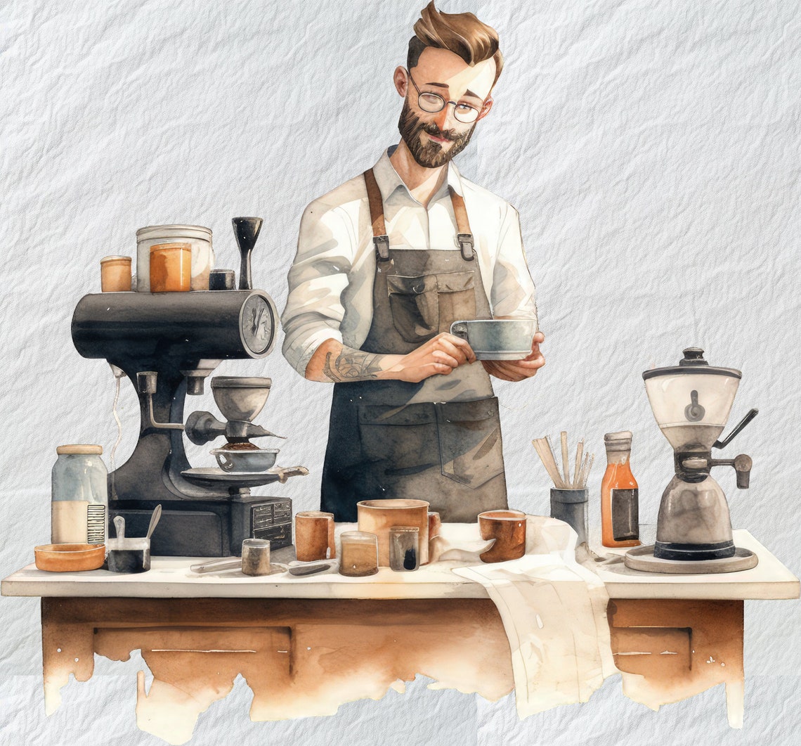 Friendly Barista Brew Clipart,picture for Car,design for Frame,print ...