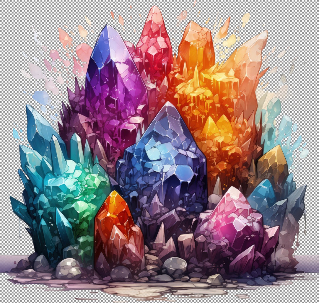 Crystal Cavern Creatures Clipart, Crystal Cluster Clipart Set ...