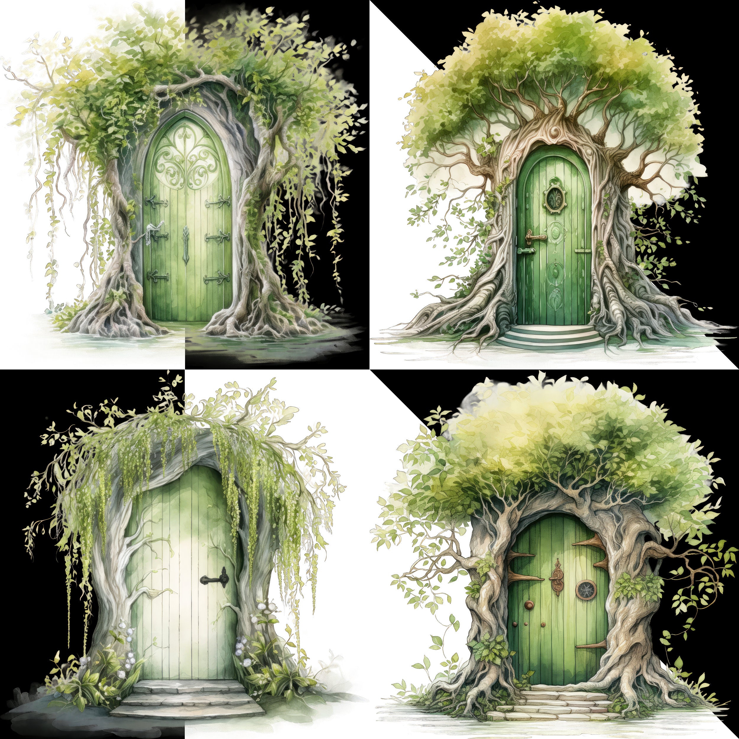 Enigmatic Base Tree Door Art Print, Mystical Nature Decor, Mystical ...