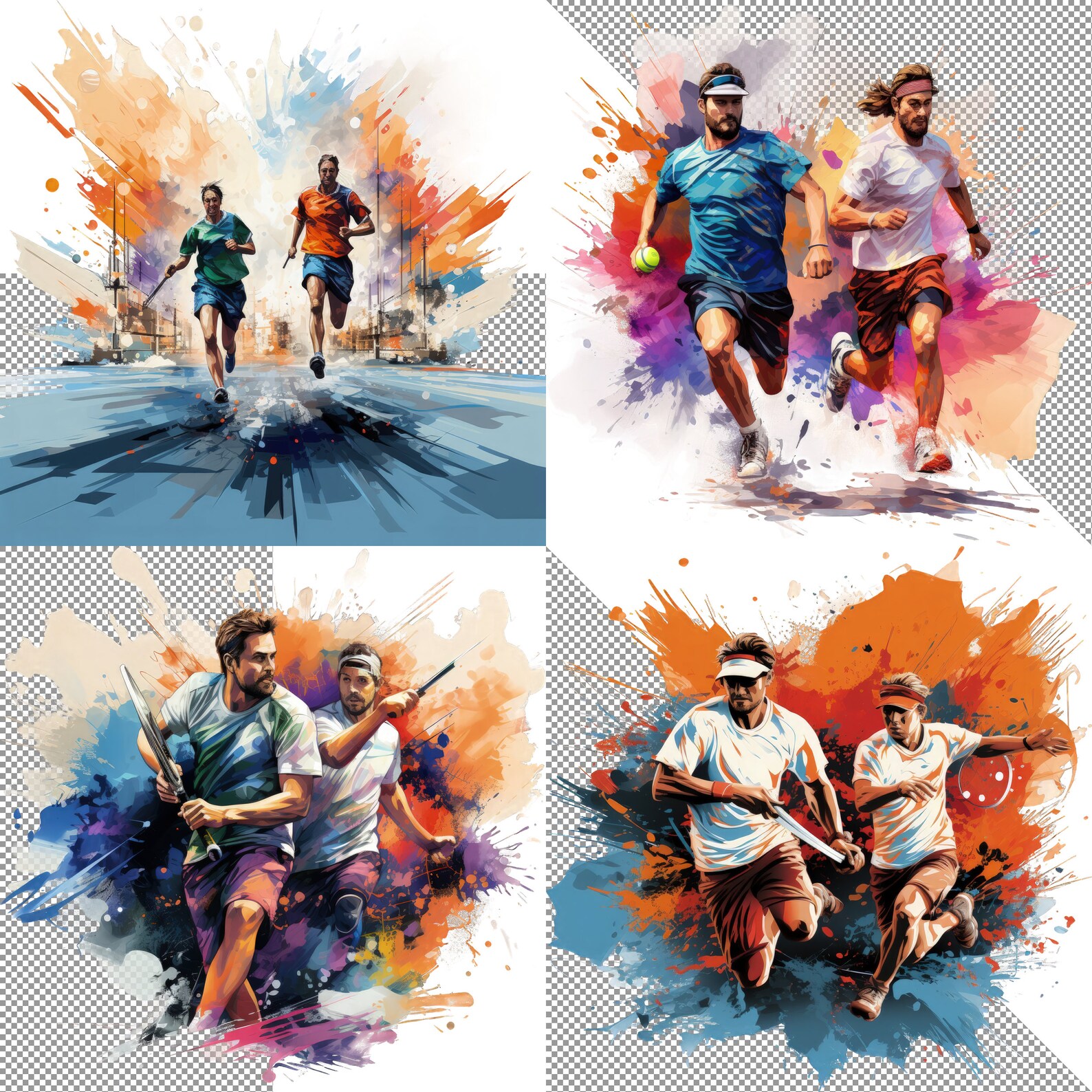 Watercolor Tennis Clipart Set, Tennis Poses, Watercolor Tennis Player ...