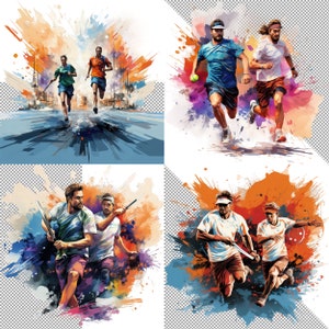 Watercolor Tennis Clipart Set, Tennis Poses, Watercolor Tennis Player ...