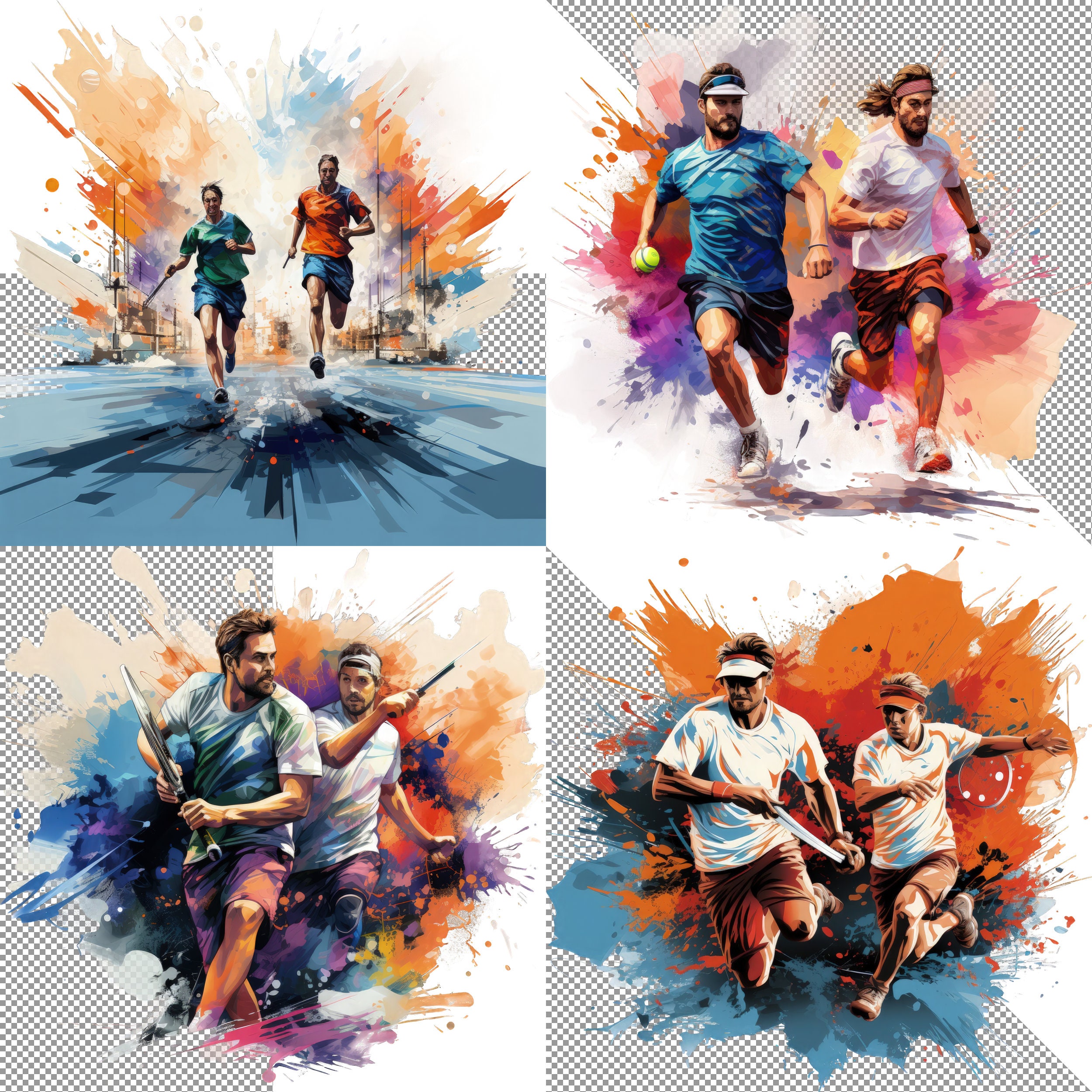 Watercolor Tennis Clipart Set, Tennis Poses, Watercolor Tennis Player ...