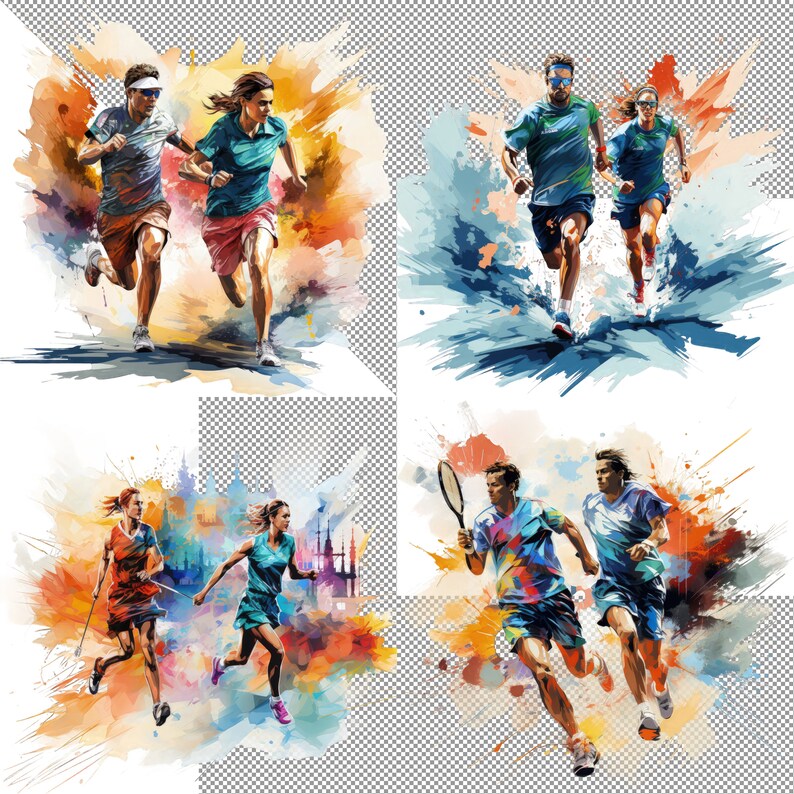 Watercolor Tennis Clipart Set, Tennis Poses, Watercolor Tennis Player ...