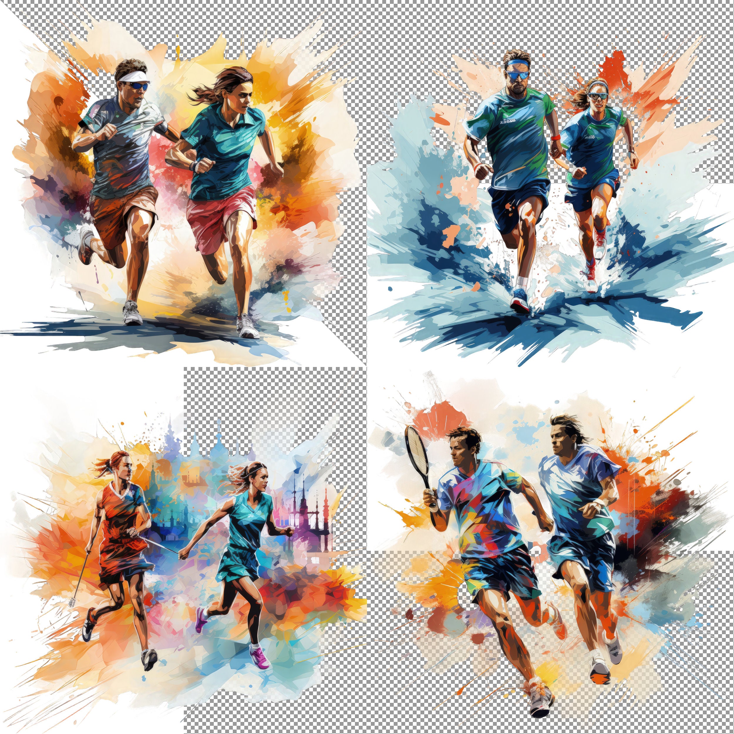 Watercolor Tennis Clipart Set, Tennis Poses, Watercolor Tennis Player ...