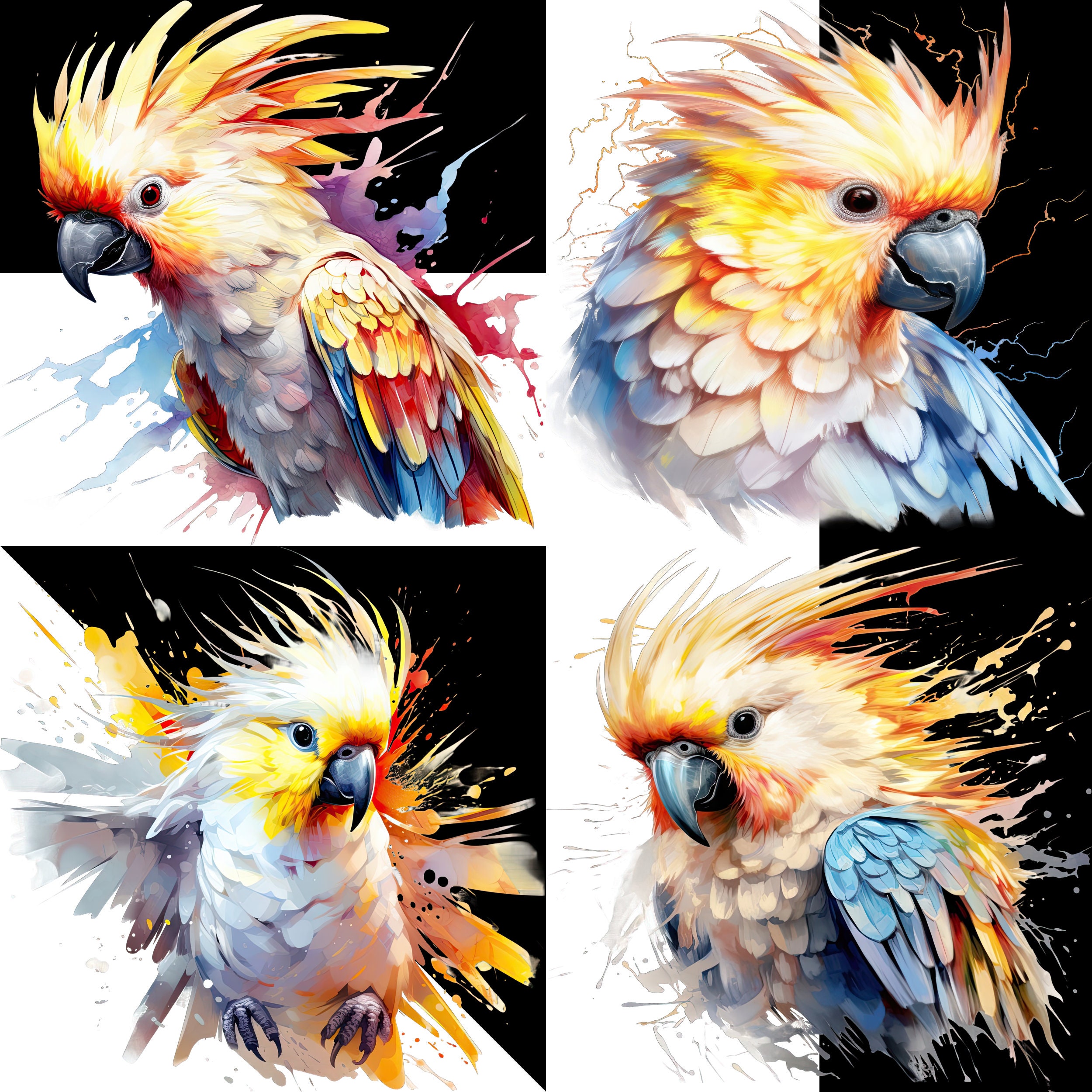 Cockatoo's Radiant Plumage, Exotic Bird Wall Art, Colorful Feathers of ...