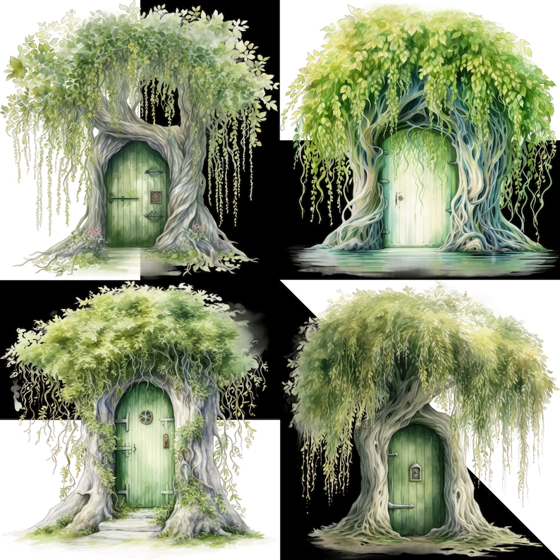 Enigmatic Base Tree Door Art Print, Mystical Nature Decor, Mystical ...