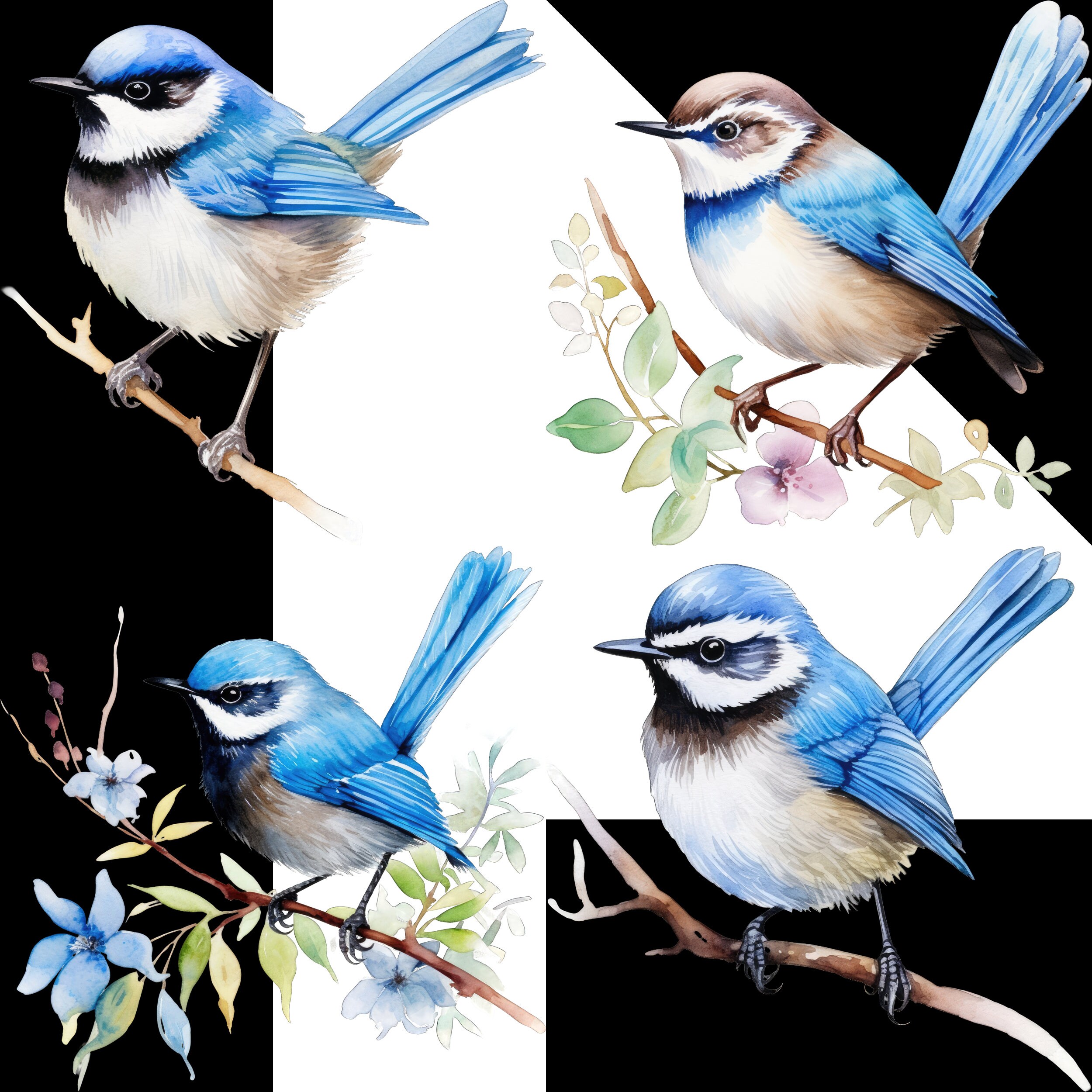 Blue Wren Watercolor PNG Clipartsolated, Cute Blue Wren Painting, Bird ...