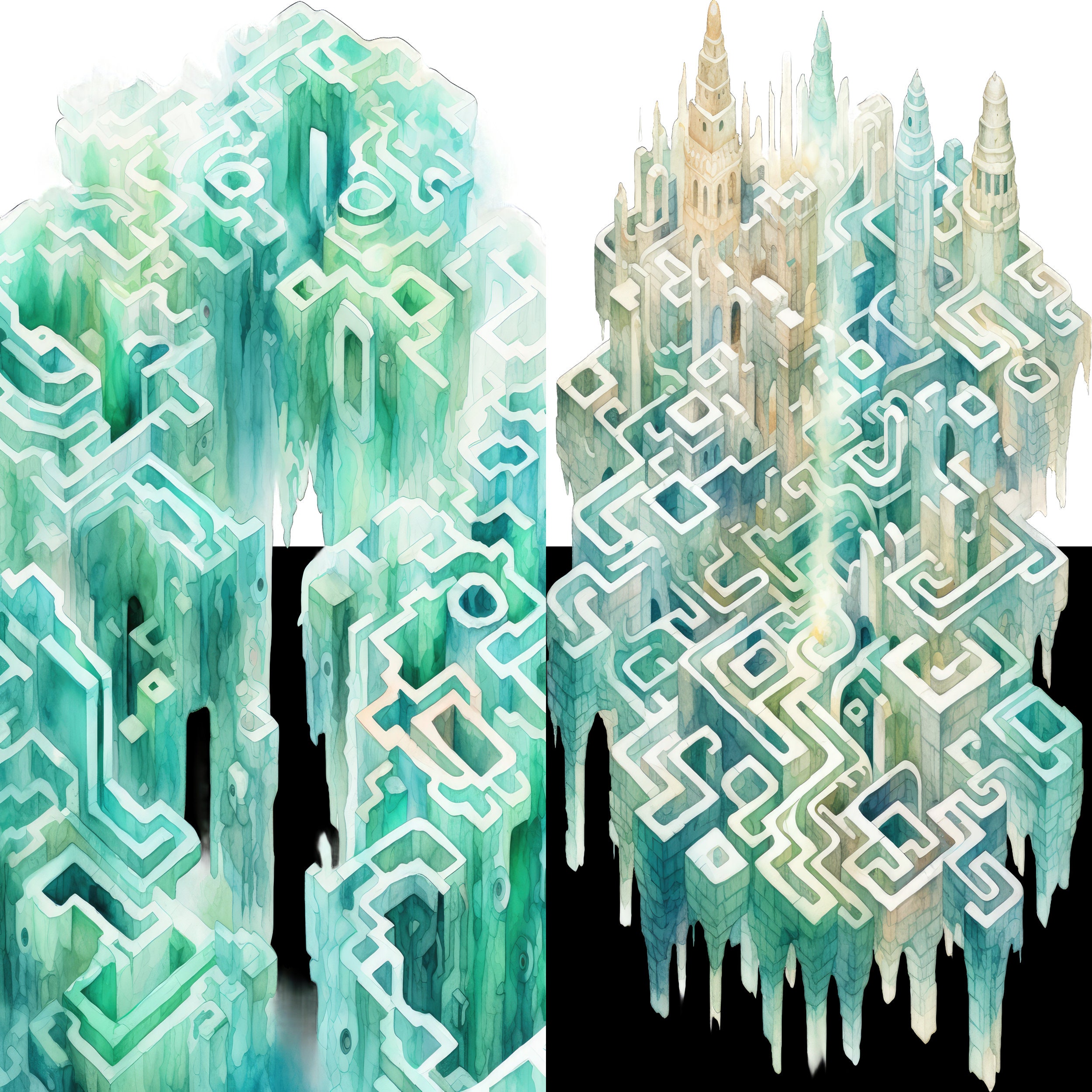 Fantasy Mirror Labyrinth Clipart,mystical Reflection Maze, Mirror ...