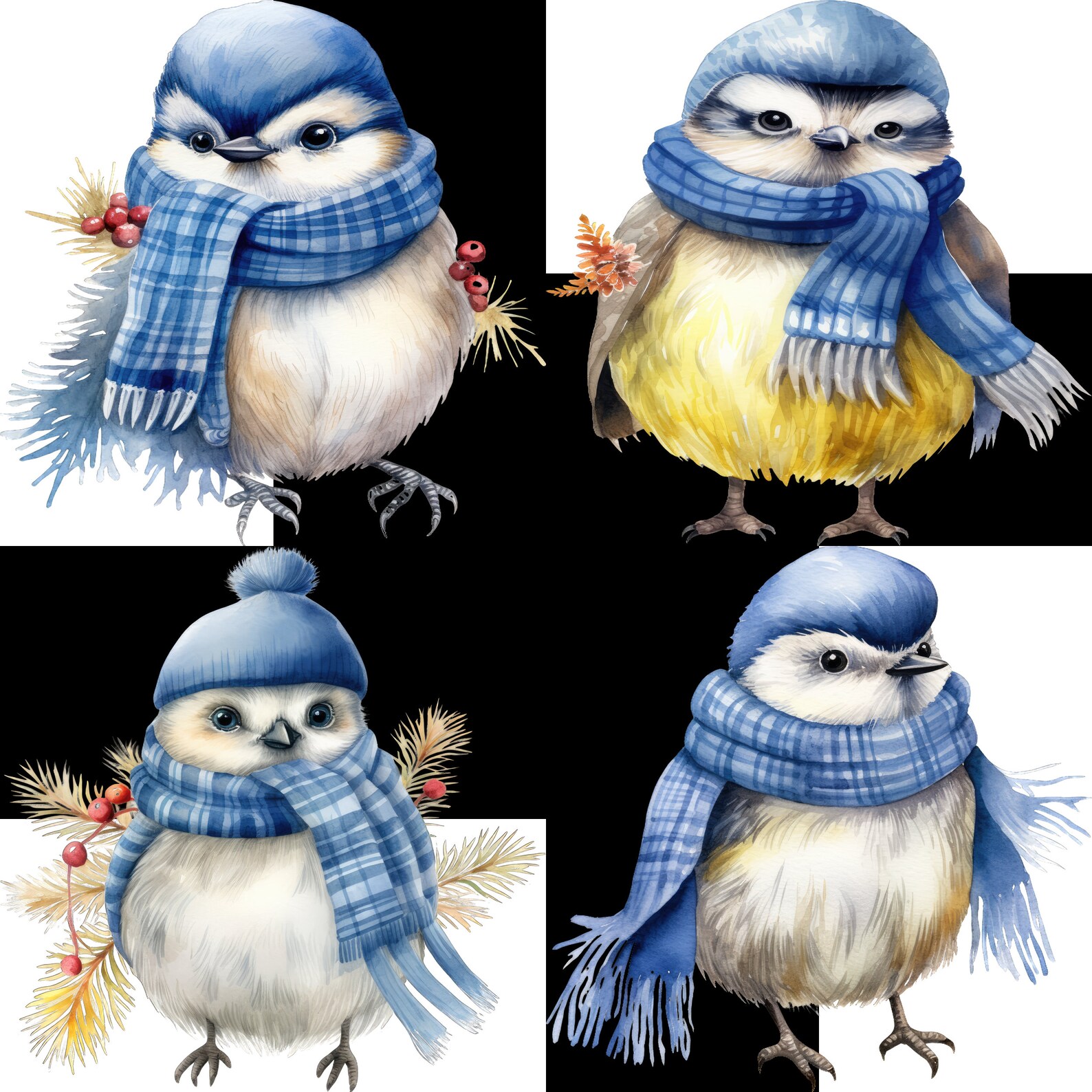 Christmas Winter Clothes Gray Bluetit PNG Clipart, Christmas Blue ...