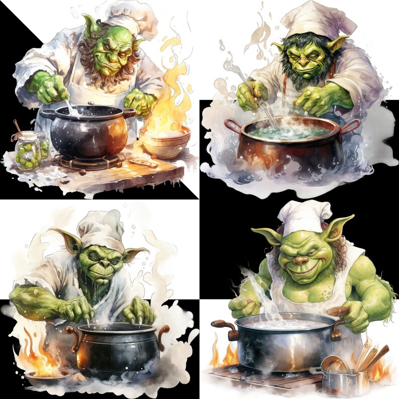 Ogre Chef Clipart Ogre Chef Culinary Delight Fantasy Cooking - Etsy