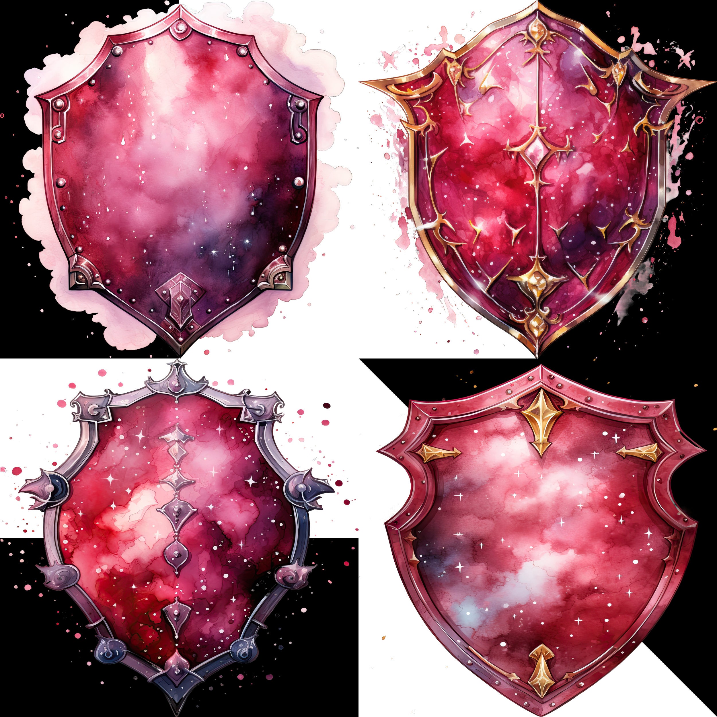 Fantasy Knight's Shield Clipart, Digital Knight's Shield Art, Fantasy ...